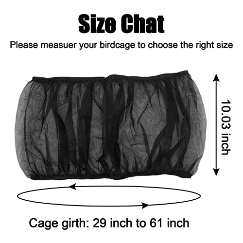 2 Pieces Large Adjustable Bird Cage Cover Seed Feather Catcher Birdcage Nylon Mesh Net Cover Soft Skirt Guard for Parakeet Macaw African Round Square Cage (61 x 10 Inch in Circumference and Width)