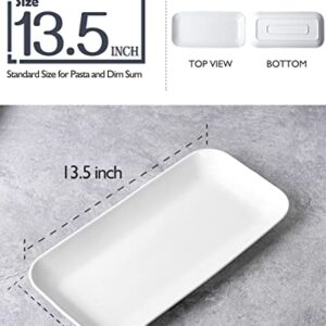 DELLING 13.5" Serving Platter Set of 4, Platters for Serving Food, White Serving Trays for Party, Rectangle Serving Plates for Sushi, Meat, Dessert, Oven Safe, Trays for Halloween/Christmas Party