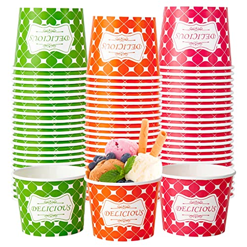 LITOPAK 120 Pack 12 oz Ice Cream Cups, Ice Cream Bowls for Cold and Hot Foods, Paper Ice Cream Bowls, Disposable Dessert Cups, Paper Ice Cream Sundaes Cups for Ice Cream, Hot Soup, Snacks, and Fruits.