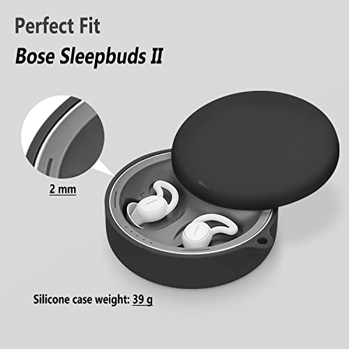 Geiomoo Silicone Case Compatible with Bose Sleepbuds II, Protective Cover with Carabiner (Black)