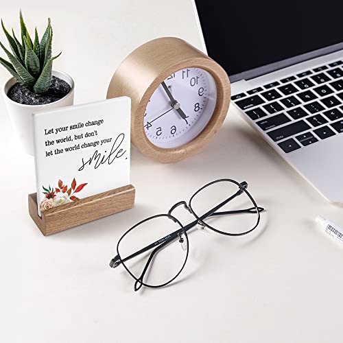 Pigort Let Your Smile Change the World Sign Decor Inspirational Desk Quote Sign Office Motivational Gifts Positive Quotes Ceramic Decor with Wooden Stand for Home Office Classroom Decoration