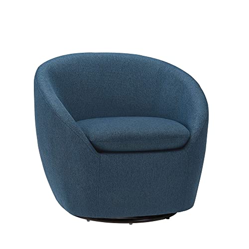 Amazon Basics Swivel Accent Chair, Upholstered Armchair for Living Room, Navy