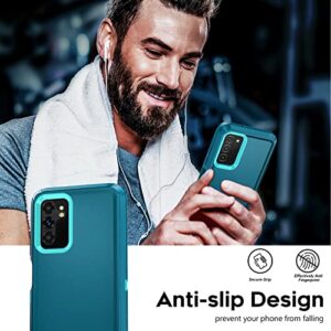 LeYi for Samsung Galaxy A03S Case, Samsung AO3S Phone Case with [2 Pack] Tempered Glass Screen Protectors, 3 in 1 Full Body Shockproof Rubber Dustproof Rugged Defender Case for Galaxy A03S, Teal Blue