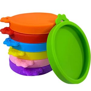 aqsxo 7 pcs food can lids pet can covers, silicone small pet food can lids covers for 3 oz 2.5 oz cat food cans.