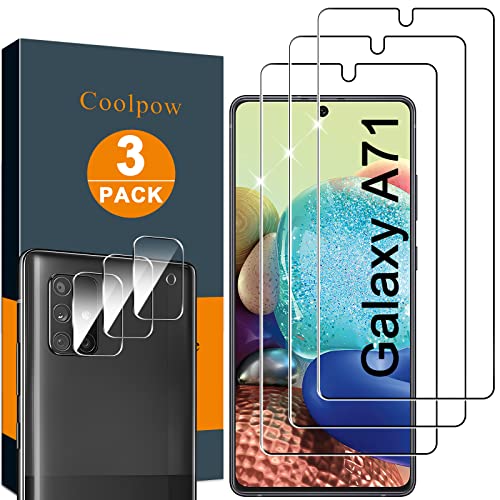 【3+3 PACK 】Coolpow Designed for Samsung Galaxy A71 5G Screen Protector Samsung A71 5G Screen Protector Tempered Glass 9H Hardness Bubble Free Anti-Scratch HD Clarity Case Friendly