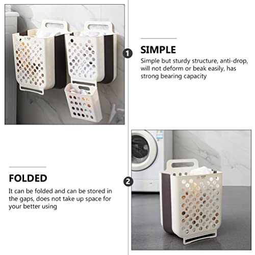 LIFKOME 1 Set Fordable Laundry Basket Clothes Storage Basket Wall Hanging Plastic Laundry Baskets for Home Kitchen Bedroom White