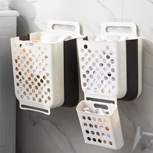 LIFKOME 1 Set Fordable Laundry Basket Clothes Storage Basket Wall Hanging Plastic Laundry Baskets for Home Kitchen Bedroom White