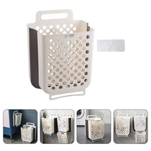 LIFKOME 1 Set Fordable Laundry Basket Clothes Storage Basket Wall Hanging Plastic Laundry Baskets for Home Kitchen Bedroom White