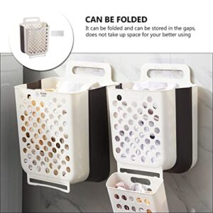 LIFKOME 1 Set Fordable Laundry Basket Clothes Storage Basket Wall Hanging Plastic Laundry Baskets for Home Kitchen Bedroom White