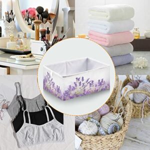 Kigai Lavender Flowers Cube Storage Bin 15.7x10.6x7 in, Large Organizer Collapsible Storage Basket for Shelves, Closet, Storage Room