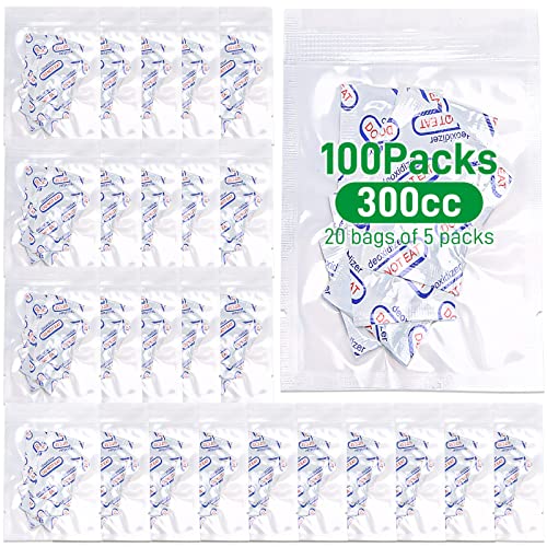 100 Count 300cc Food Grade Oxygen Absorbers Packets for Food Storage, Individually Wrapped Oxygen Absorbers for Long-term Food Storage Suitable for Mylar Bags