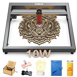 wainlux jl7 laser engraver cutter 60w, laser engraving machine real 10w compressed spot 0.05*0.08mm, support lightburn, bt connection, 15.7''x15.7'' area, diy cnc laser engraving for wood metal glass