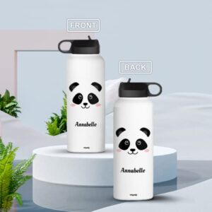 winorax Personalized Panda Water Bottle Pandas Pattern Design Sports Bottles 12oz 18oz 32oz Insulated Stainless Steel Travel Cup Birthday Christmas Back To School Gift for Girls Kids Animal Lovers