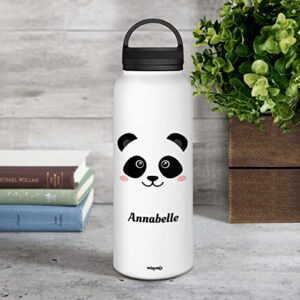 winorax Personalized Panda Water Bottle Pandas Pattern Design Sports Bottles 12oz 18oz 32oz Insulated Stainless Steel Travel Cup Birthday Christmas Back To School Gift for Girls Kids Animal Lovers