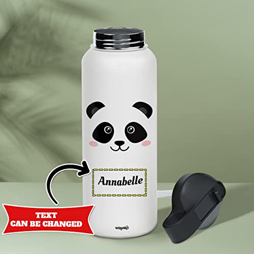 winorax Personalized Panda Water Bottle Pandas Pattern Design Sports Bottles 12oz 18oz 32oz Insulated Stainless Steel Travel Cup Birthday Christmas Back To School Gift for Girls Kids Animal Lovers