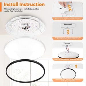 VSATEN Flush Mount Ceiling Light Fixture, 12 inch 24W Round LED Ceiling Light Fixtures Remote Control for Bedroom Kitchen Dinning Room Hallway Light