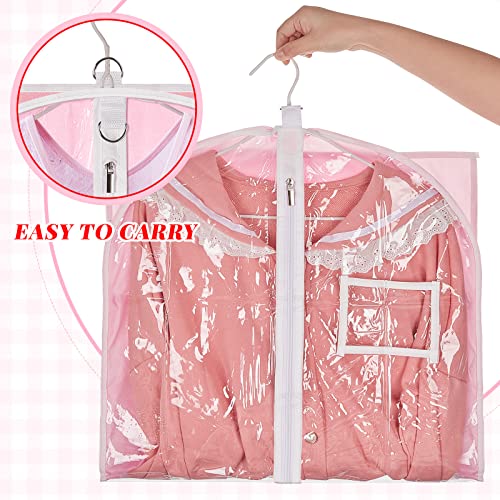 3 Pack Dance Garment Bag Pink Dance Costume Bags Kids Dress Bag with 4 Zipper Pockets 38 x 22 Inch Wardrobe Storage Bag Clear Window Garment Covers Recital Competition Bags for Dancer Girls Boys