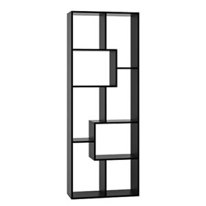 FOTOSOK Geometric Bookcase, 8-Tier Bookshelf TV Stand, Free Standing Display and Storage Shelf for Home Office, Black