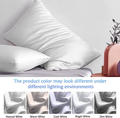 Phencaser Satin Bed Pillowcase, Both Side Silky Soft Standard Size Satin Pillowcases for Hair and Skin, Bed Pillow Covers with Hidden Zipper, Pillow Protector, Pack of 1 Piece (Standard, White)