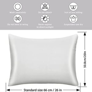 Phencaser Satin Bed Pillowcase, Both Side Silky Soft Standard Size Satin Pillowcases for Hair and Skin, Bed Pillow Covers with Hidden Zipper, Pillow Protector, Pack of 1 Piece (Standard, White)