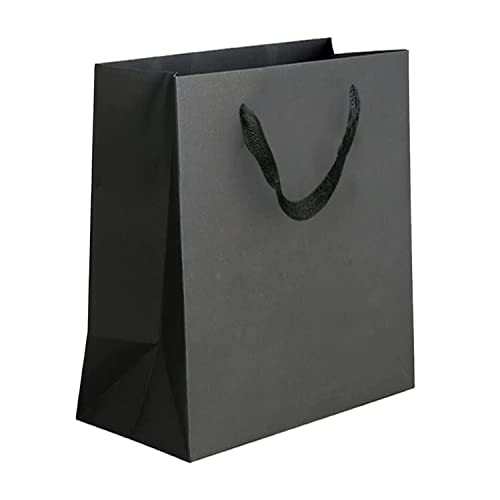 MFDSJ 12 Pcs Black Paper Gift Bags, 13 x 11 x 4 Inch Black Handle Bags, for Present Shopping and Party