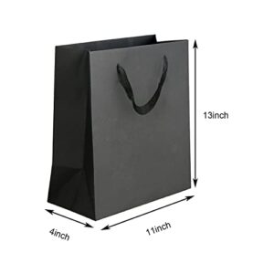 MFDSJ 12 Pcs Black Paper Gift Bags, 13 x 11 x 4 Inch Black Handle Bags, for Present Shopping and Party