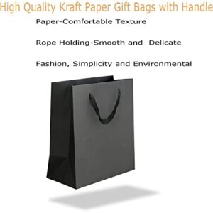 MFDSJ 12 Pcs Black Paper Gift Bags, 13 x 11 x 4 Inch Black Handle Bags, for Present Shopping and Party