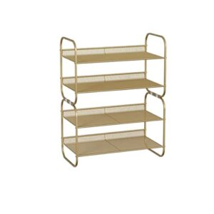 shoe rack shoe shelf stackable shoe rack 4 tier shoe rack, stackable and adjustable sturdy metal mesh shoe storage organizer shelf, ideal for entrance, living room, bedroom, hallway shoe bench stacka