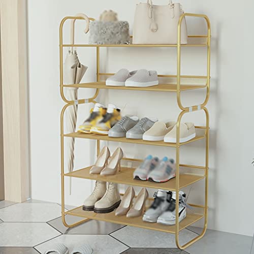 Shoe Rack Shoe Shelf Stackable Shoe Rack 4 Tier Shoe Rack, Stackable and Adjustable Sturdy Metal Mesh Shoe Storage Organizer Shelf, Ideal for Entrance, Living Room, Bedroom, Hallway Shoe Bench Stacka