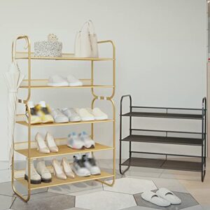 Shoe Rack Shoe Shelf Stackable Shoe Rack 4 Tier Shoe Rack, Stackable and Adjustable Sturdy Metal Mesh Shoe Storage Organizer Shelf, Ideal for Entrance, Living Room, Bedroom, Hallway Shoe Bench Stacka