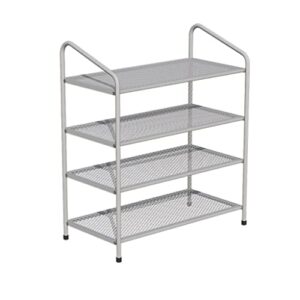 shoe rack shoe shelf stackable shoe rack shoe rack organizer 4 tier / 5 tier 12-14 pairs, metal stackable shoe storage wire grid shoe shelf for closet entryway bedroom living room shoe bench stackabl