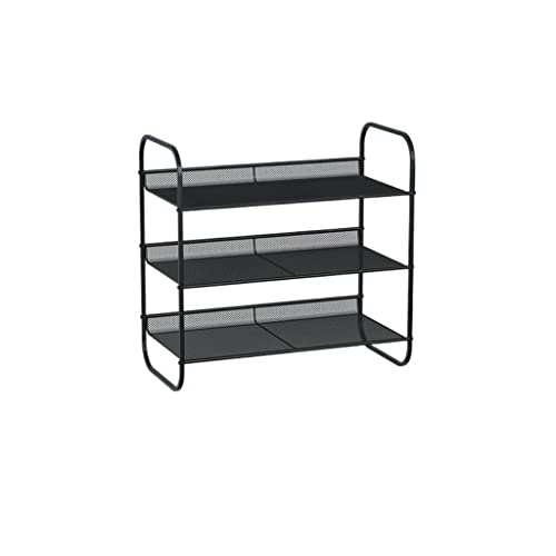 Shoe Rack Shoe Shelf Stackable Shoe Rack 3 Tier Shoe Rack, Stackable and Adjustable Sturdy Metal Mesh Shoe Storage Organizer Shelf, Ideal for Entrance, Living Room, Bedroom Shoe Bench Stackable Shoes