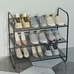 Shoe Rack Shoe Shelf Stackable Shoe Rack 3 Tier Shoe Rack, Stackable and Adjustable Sturdy Metal Mesh Shoe Storage Organizer Shelf, Ideal for Entrance, Living Room, Bedroom Shoe Bench Stackable Shoes