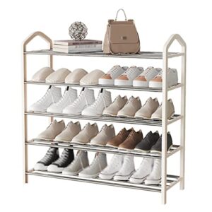 shoe rack shoe shelf stackable shoe rack 5-tier shoe rack, shoe shelf storage organizer for entryway living room hallway, large capacity, bedroom shoe organizer, beige shoe bench stackable shoes rack