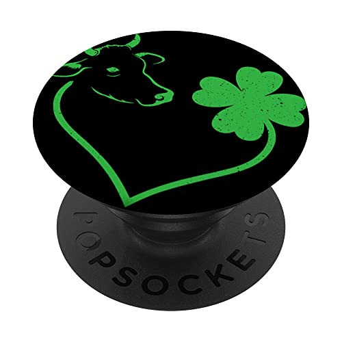 Cow Shamrock Heart Clover Leaf St. Patrick's Day PopSockets Swappable PopGrip