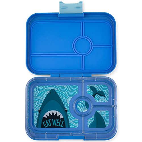 Yumbox Tapas Larger Size - 4 compartment Leakproof Bento lunch box for Pre-teens, Teens & Adults (True Blue - Shark)