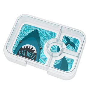 Yumbox Tapas Larger Size - 4 compartment Leakproof Bento lunch box for Pre-teens, Teens & Adults (True Blue - Shark)