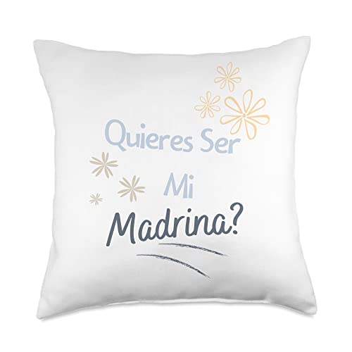 La Madrina de Bautizo Playeras religiosas espanol Quieres ser mi Madrina de bautizo Mexican Spanish Tia Family Throw Pillow, 18x18, Multicolor