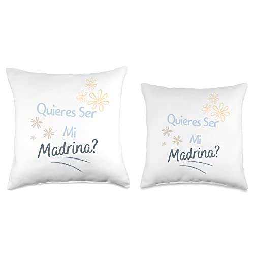 La Madrina de Bautizo Playeras religiosas espanol Quieres ser mi Madrina de bautizo Mexican Spanish Tia Family Throw Pillow, 18x18, Multicolor