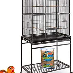 54" Large Wrought Iron Metal Bird Flight Breeder Cage with Side Breeding Nest Doors with Removable Rolling Stand