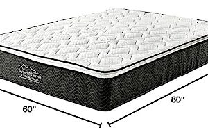 Swiss Ortho Sleep 12 inch Plush Pillow Top & Individually Wrapped Pocket Coils Innerspring - Green Foam Certified, Queen, White