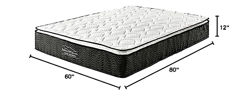 Swiss Ortho Sleep 12 inch Plush Pillow Top & Individually Wrapped Pocket Coils Innerspring - Green Foam Certified, Queen, White