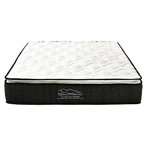 Swiss Ortho Sleep 12 inch Plush Pillow Top & Individually Wrapped Pocket Coils Innerspring - Green Foam Certified, Queen, White