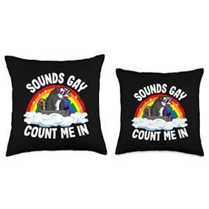 Pride Month LGBTQ Stuff & LGBT Gifts Men Women Sounds Count Me in Opossum Rainbow Flag LGBT Gay Pride Throw Pillow, 16x16, Multicolor