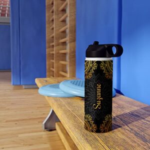 winorax Personalized Fox Water Bottle Mandala Pattern Design Sports Bottles 12oz 18oz 32oz Insulated Stainless Steel Travel Cup Birthday Christmas Gift for Women Girls Best Friends Kids Animal Lovers