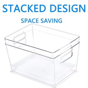 MULSAME Plastic Kitchen Organization Pantry Storage Clear Bins For Fridge, Freezer, Kitchen Cabinet, Household Food Storage Baskets, Bedrooms, Bathrooms, BPA Free 1 pack