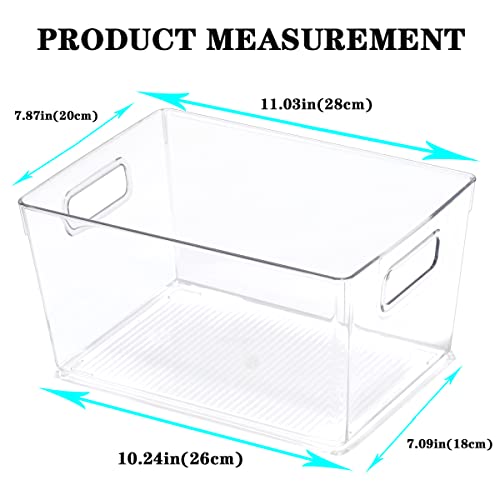 MULSAME Plastic Kitchen Organization Pantry Storage Clear Bins For Fridge, Freezer, Kitchen Cabinet, Household Food Storage Baskets, Bedrooms, Bathrooms, BPA Free 1 pack