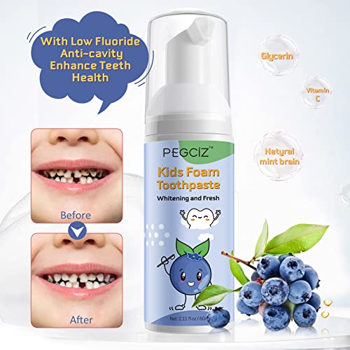 Foam Toothpaste Kids,Foaming Toothpaste Kids for U Shaped Toothbrush,Natural Formula Toothpaste,Deeply Cleaning Gums,Kids Oral Care Toothpaste, (Strawberry &Blueberry)