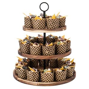 3 tier cupcake stand, large wood tiered serving tray cupcake tower, serving stand display dessert cookie candy buffet holder for home tea party, wedding, farmhouse decor, kitchen decor