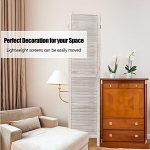 ECOMEX 6 Panel Louver Wood Room Divider 5.6ft.Tall Folding Privacy Screen Panels, Room Divider Wall, Divider for Room Separation, Partition Room dividers and Effectively Block Sight(White)